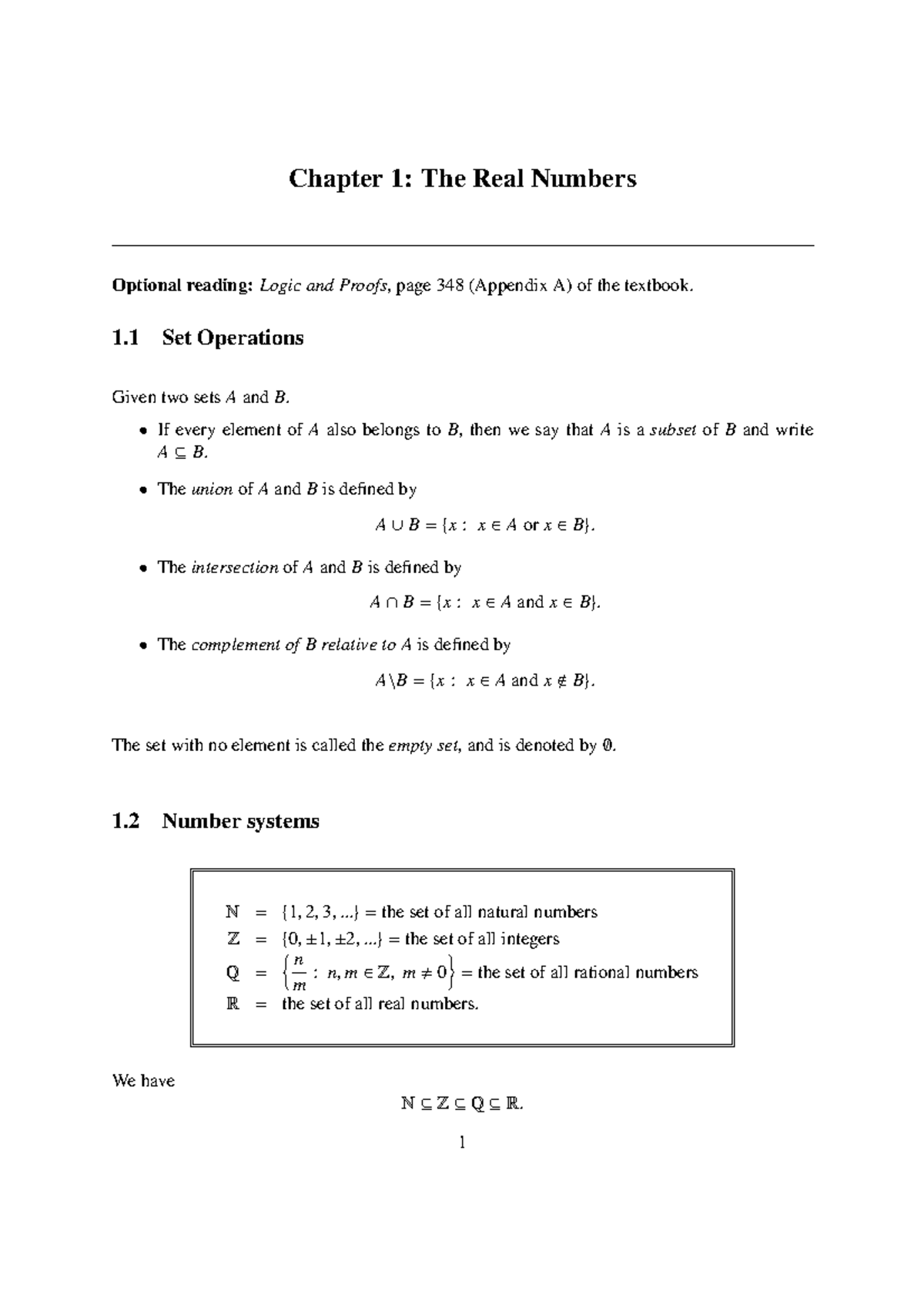 Chapter 1 - NIL - Chapter 1: The Real Numbers Optional reading: Logic ...