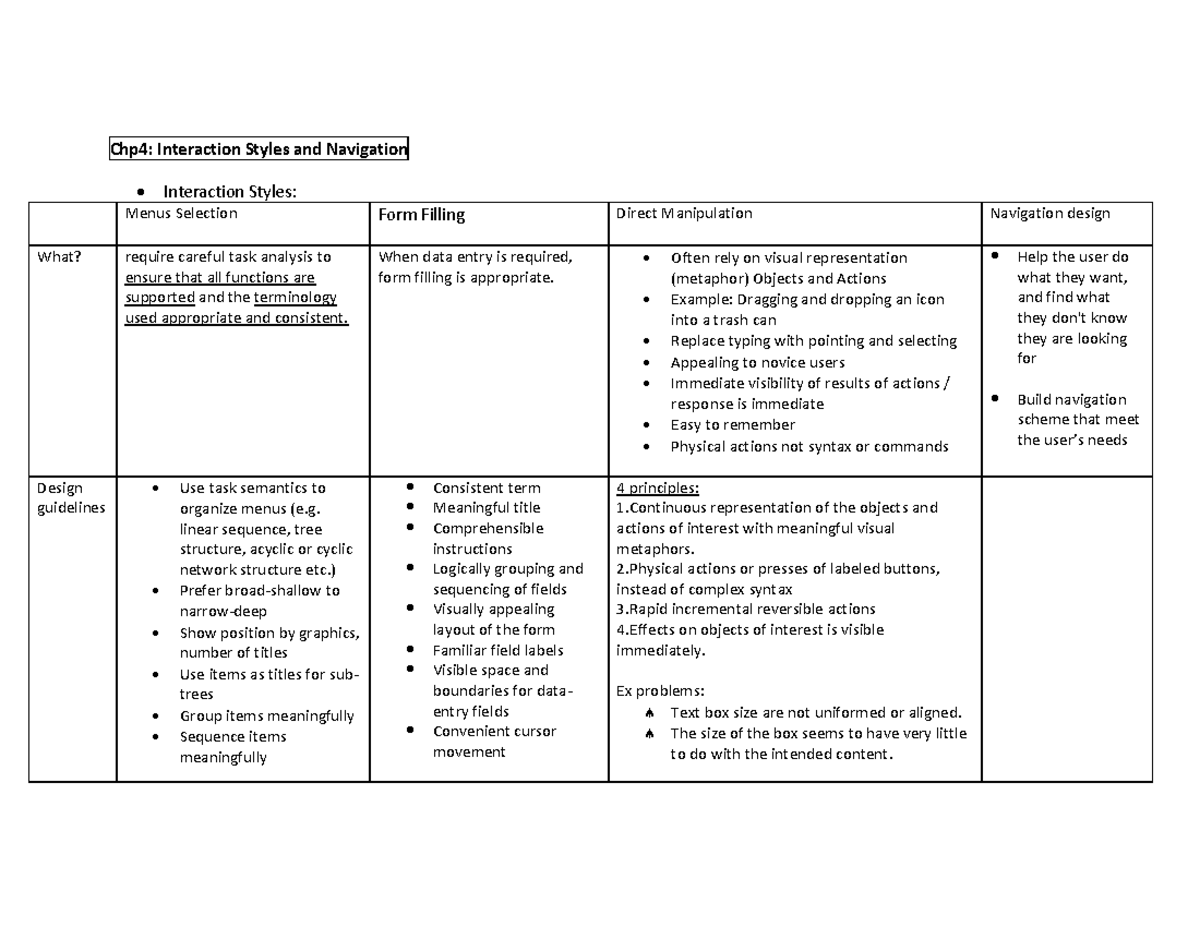Chapter 4 Interaction Styles and Navigation - Direct Manipulation When ...