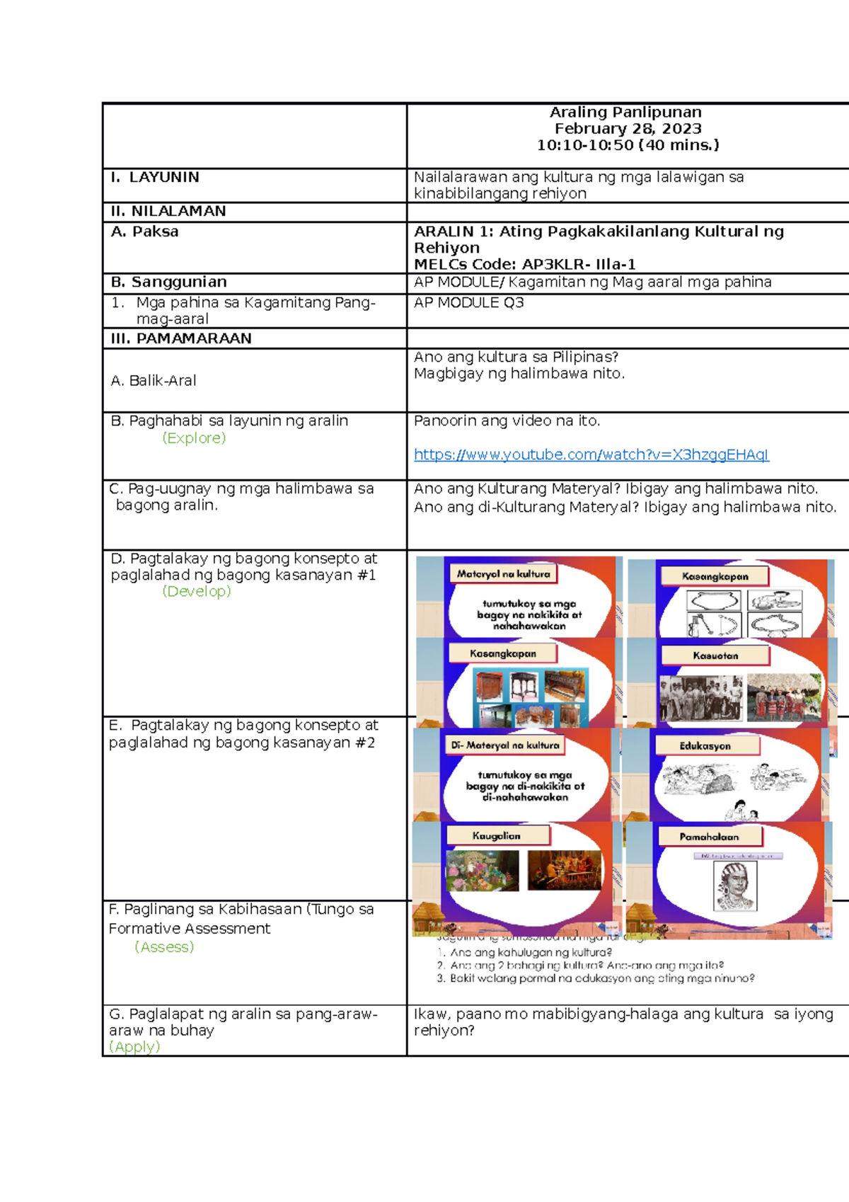 AP WK1 Q3 February 28 2023 - Araling Panlipunan February 28, 2023 10:10 ...