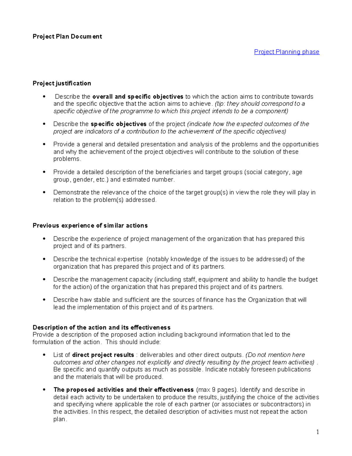 Project plan - plan - Project Plan Document Project Planning phase ...