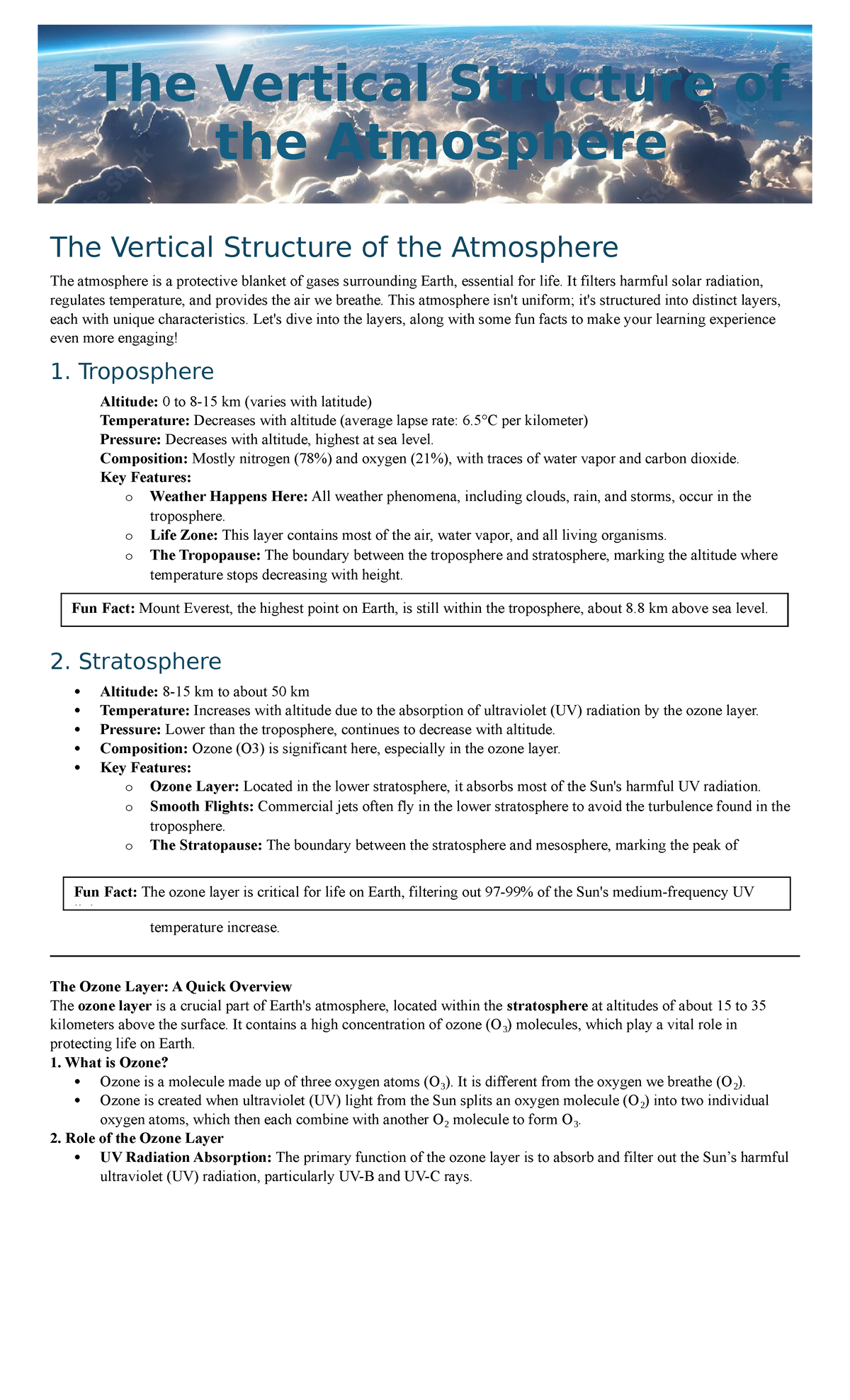 The Vertical Structure of the Atmosphere - handouts - the Atmosphere ...