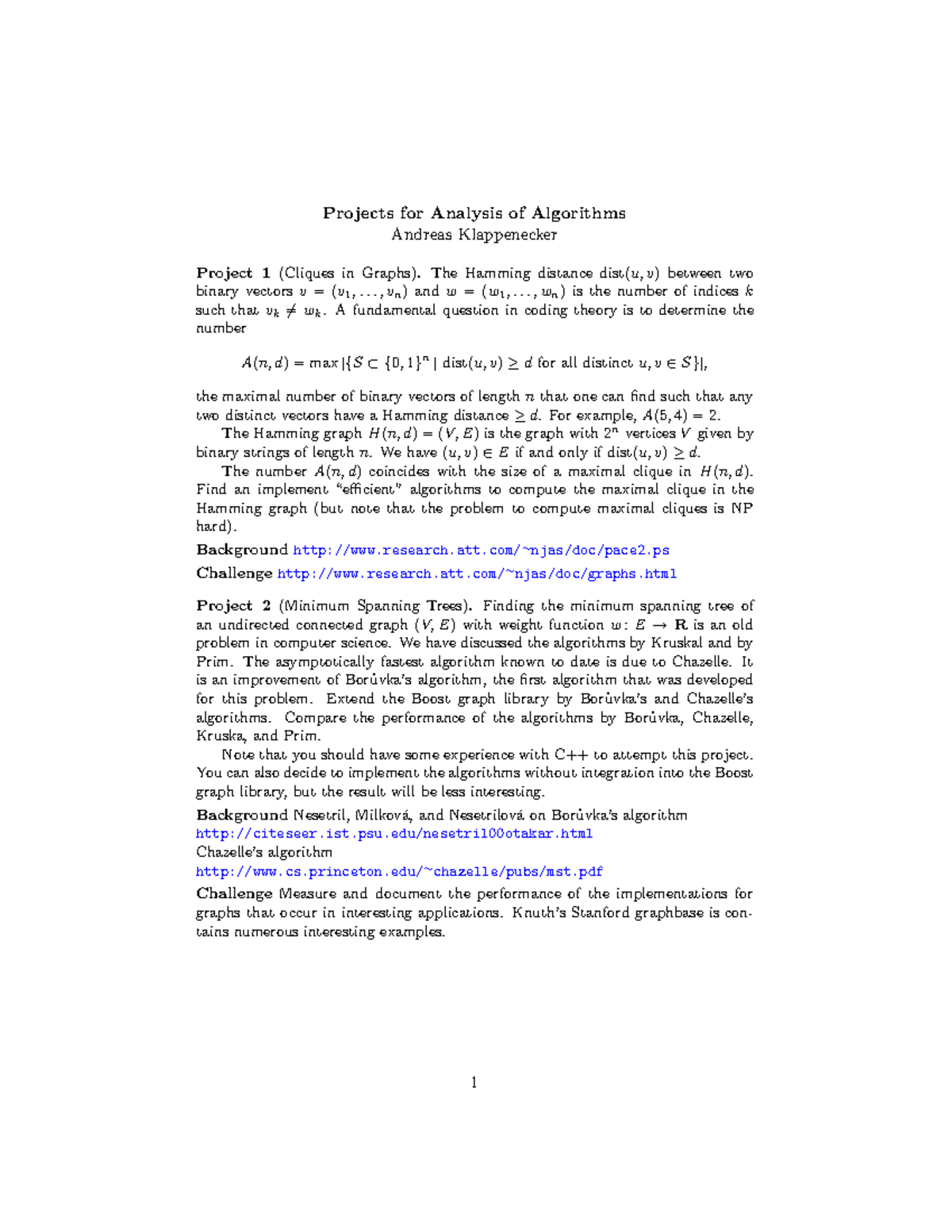 Projects complecated - Lecture notes - Projects for Analysis of ...