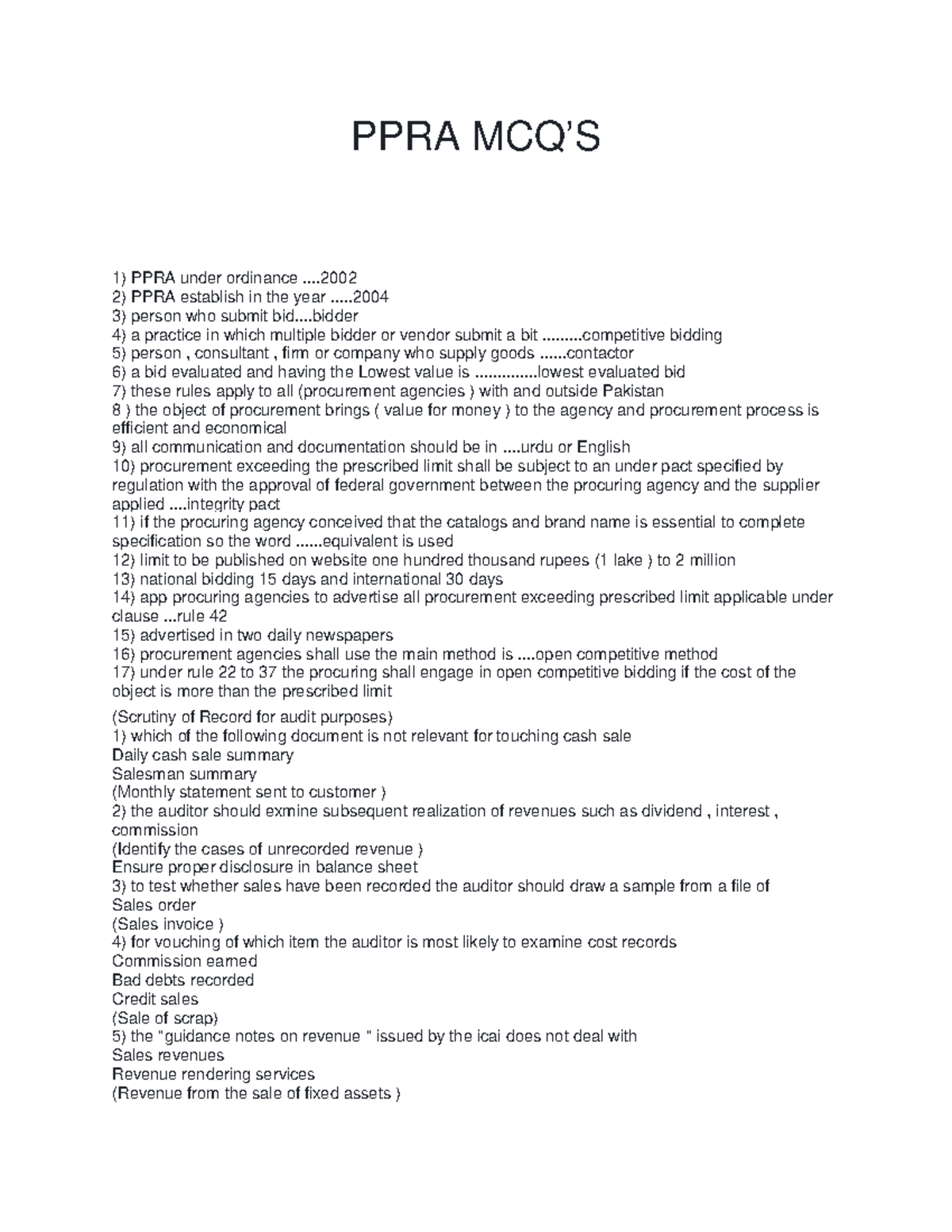 PPRA MCQ - PPRA full chapter revision mcqs - PPRA MCQ’S PPRA under ...