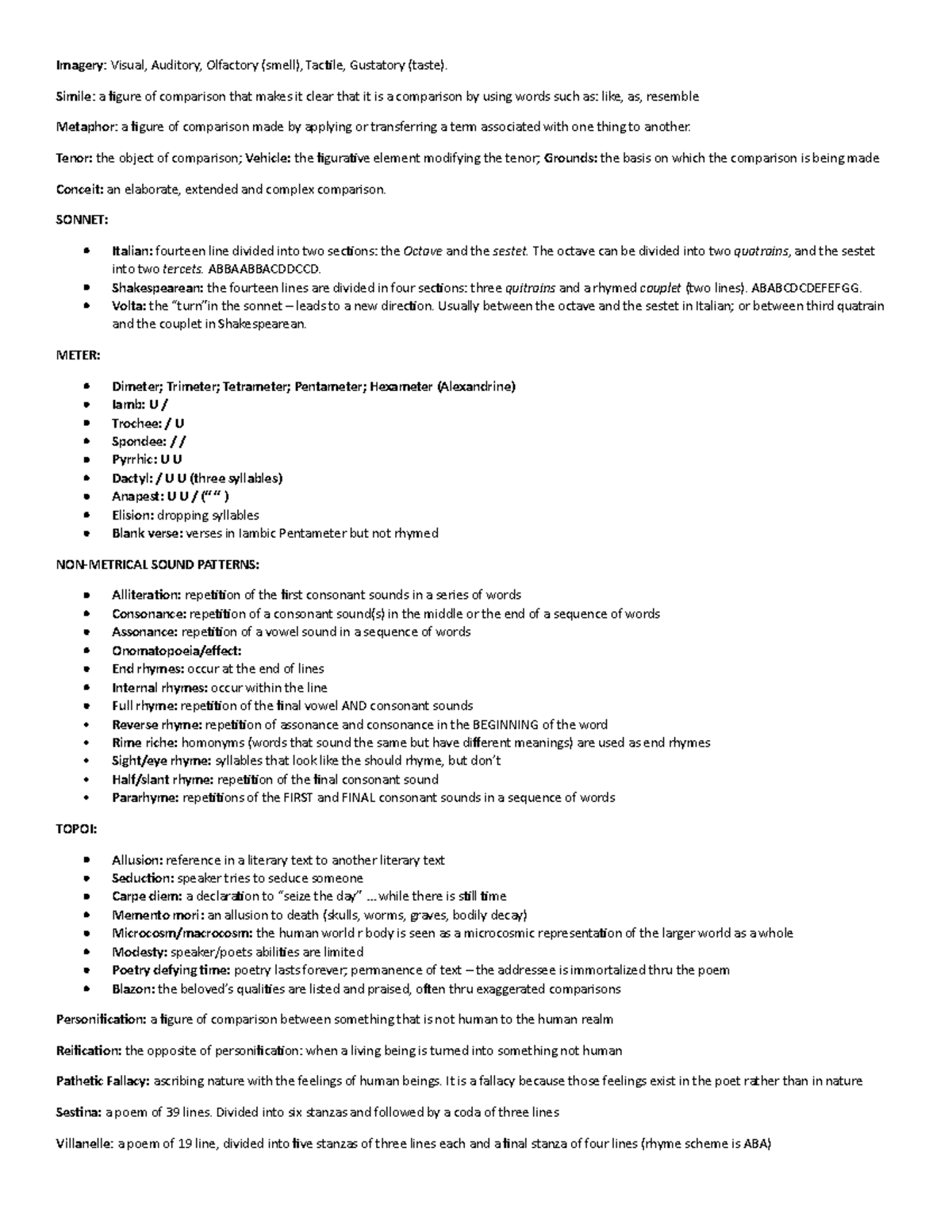 44155 Intro to Poetry terms to remember - Imagery : Visual, Auditory ...