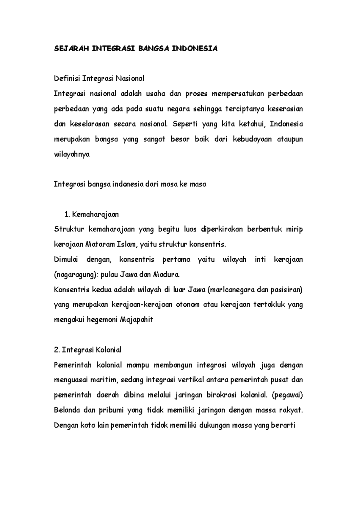 Sejarah Integrasi Bangsa Indonesia - SEJARAH INTEGRASI BANGSA INDONESIA ...