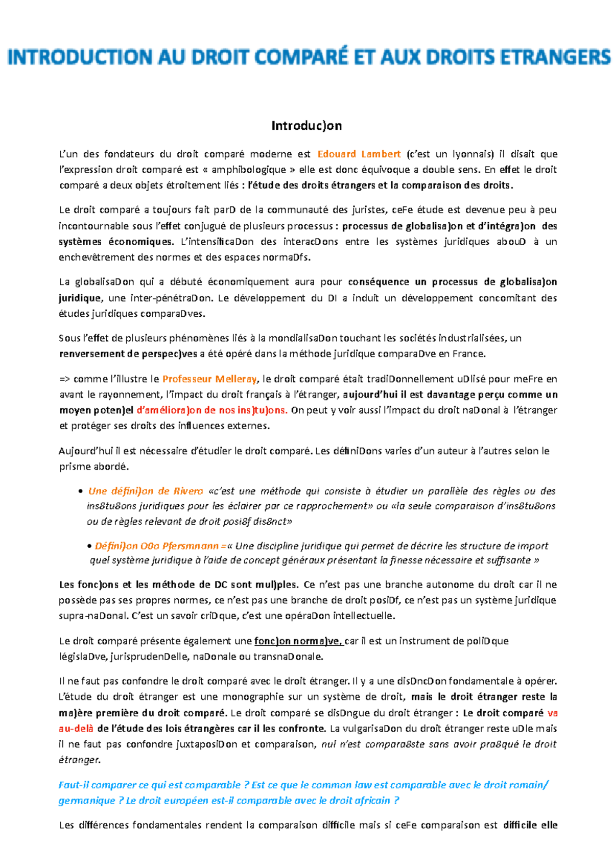 Introdution aux droits comparés Cours Complet - I NTRODUCTION AU DROIT ...