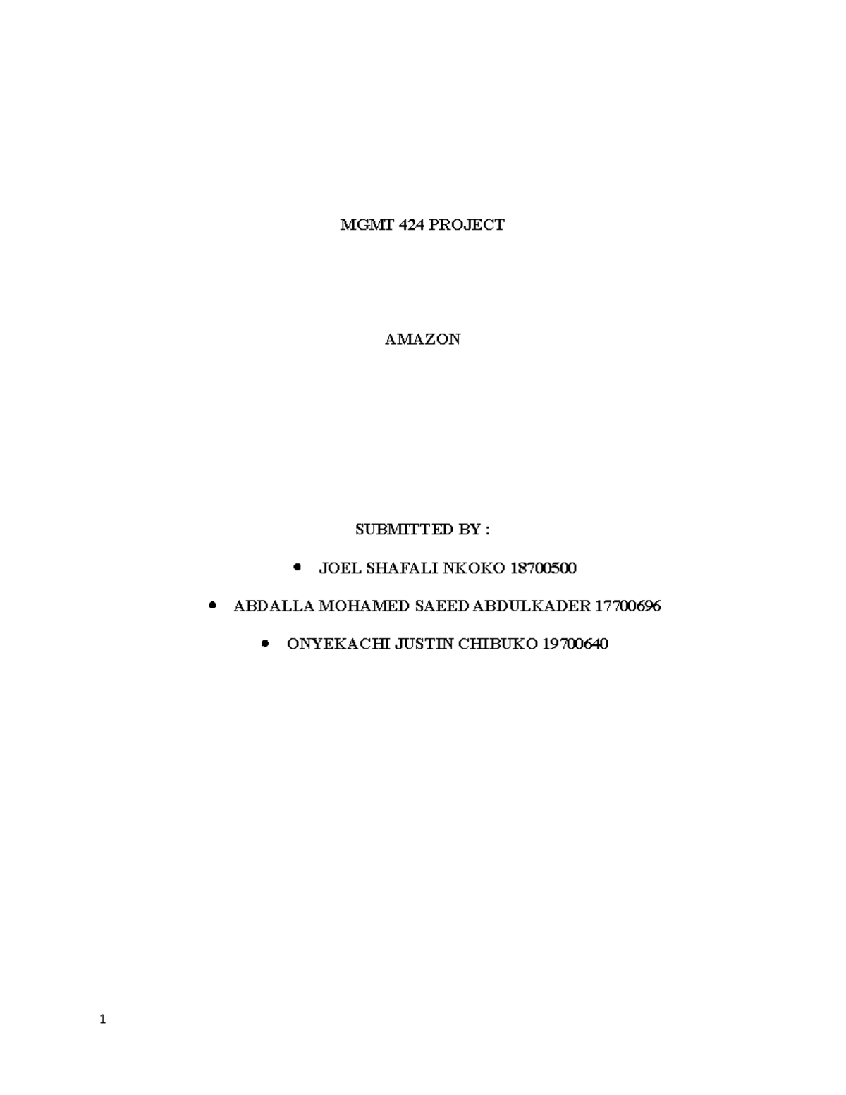 Mgmt 424 project - thank you - MGMT 424 PROJECT AMAZON SUBMITTED BY ...