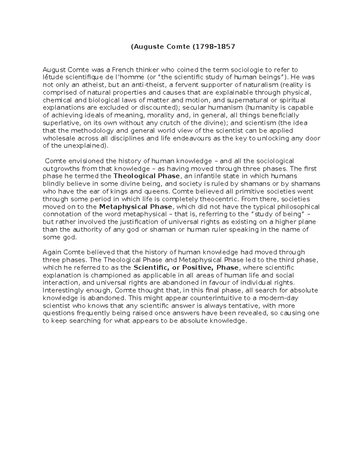 August-Comte - (Auguste Comte (1798– August Comte was a French thinker ...