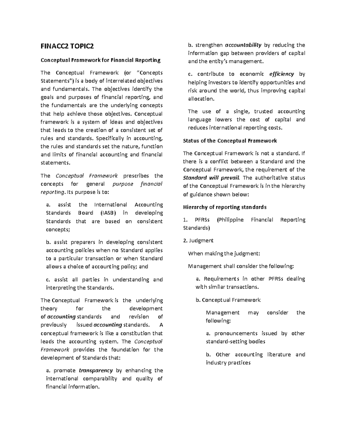FINACC2 CHAPTER 2 - PAS 1 CFAS - FINACC2 TOPIC Conceptual Framework for ...