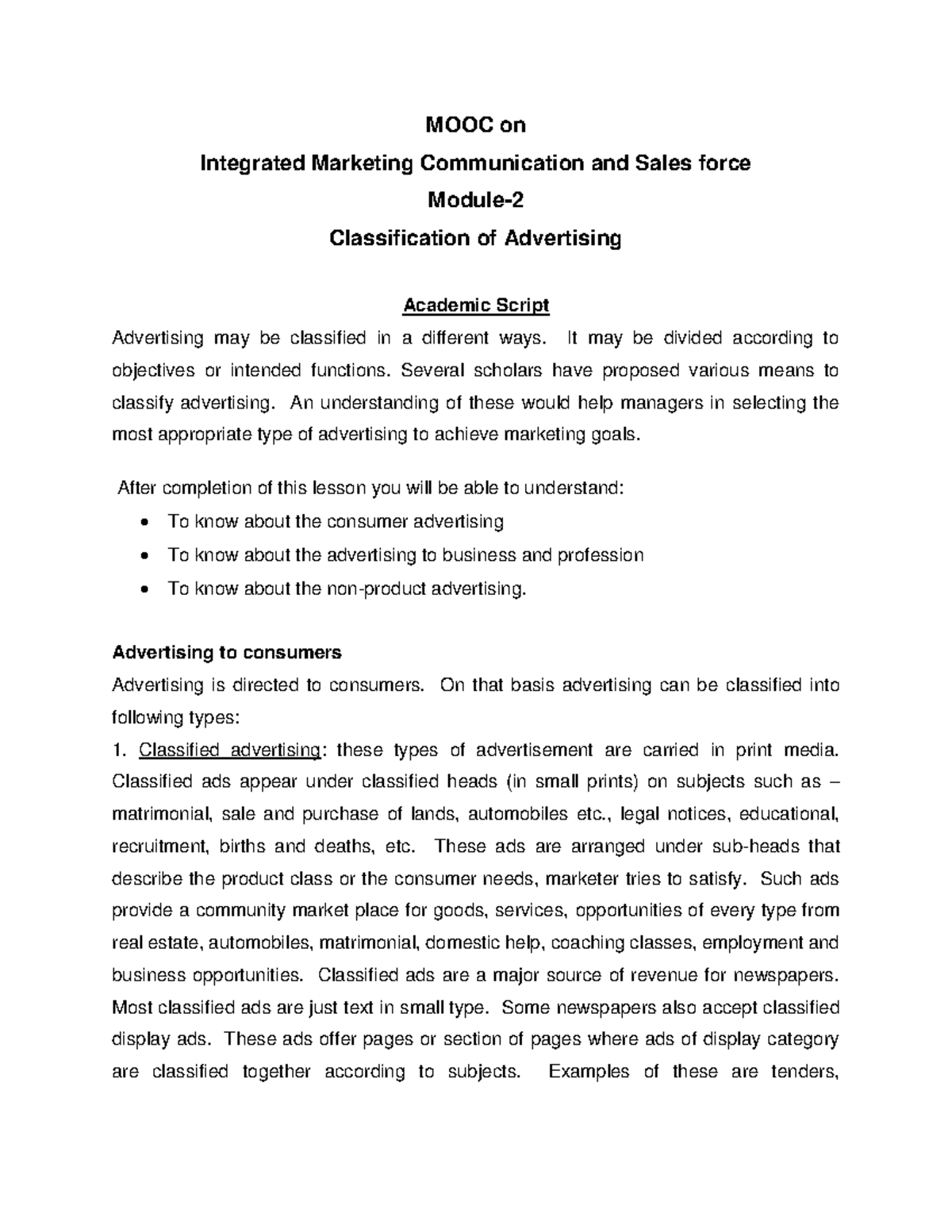 Advertising note part 2 - MOOC on Integrated Marketing Communication ...