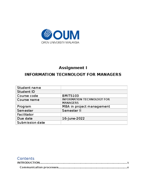 Oum assignment Business Research Methods - ASSIGNMENT / TUGASAN - Studocu