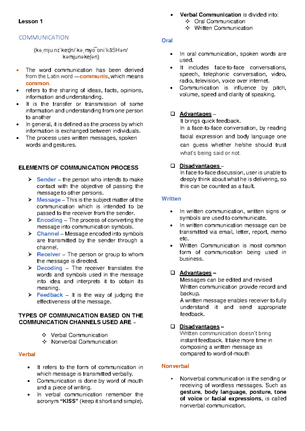 Purposive Communication - Lesson 1 COMMUNICATION (kəˌmjuːnɪˈkeɪʃn ...