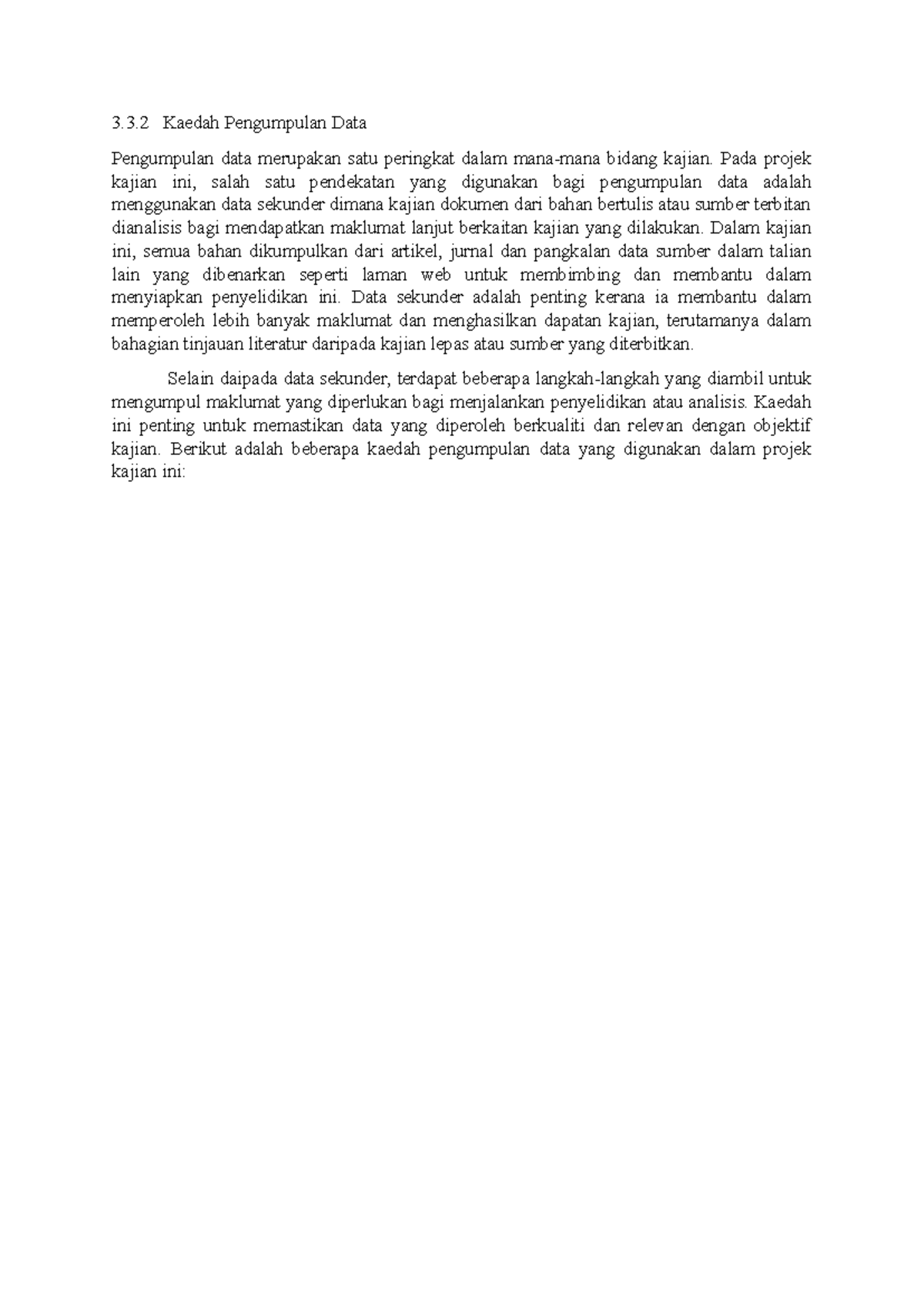 Pengumpulan Data - ... - 3.3 Kaedah Pengumpulan Data Pengumpulan data ...