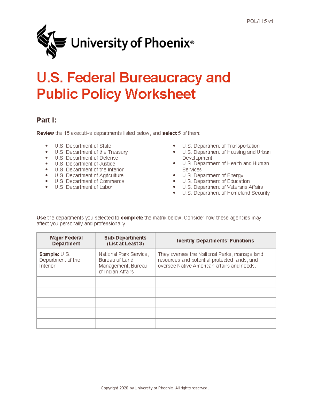 POL115 v4 wk4 U.S - notes - POL/115 v U. Federal Bureaucracy and Public ...
