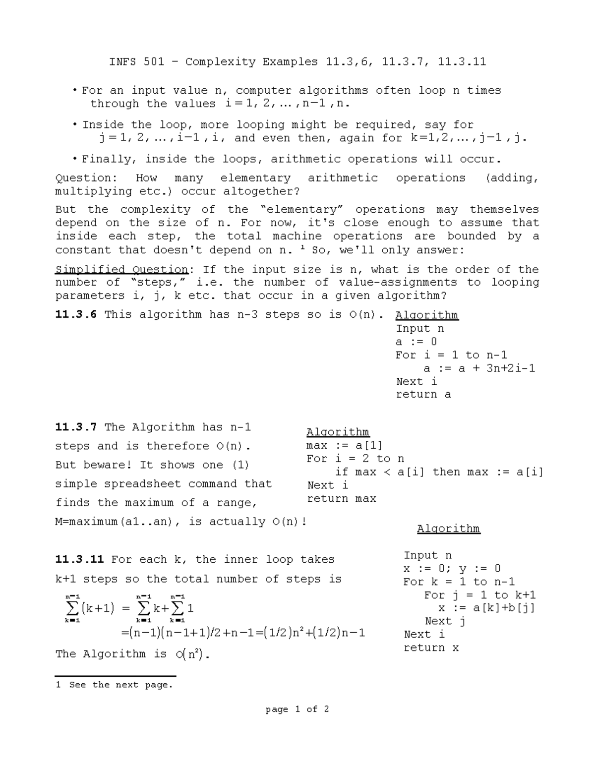 Examples 11 - study material of discrete maths - Algorithm Input n a ...
