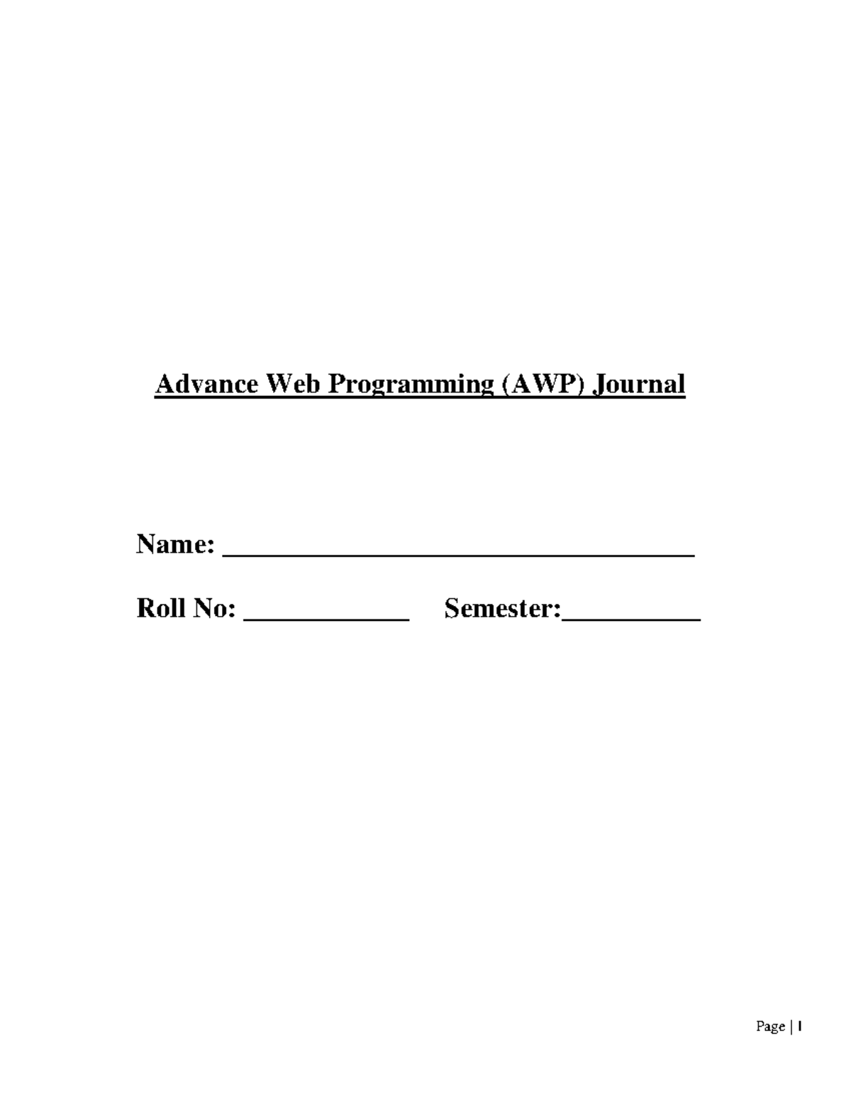 AWPJournal - Advance Web Programming (AWP) Journal Name