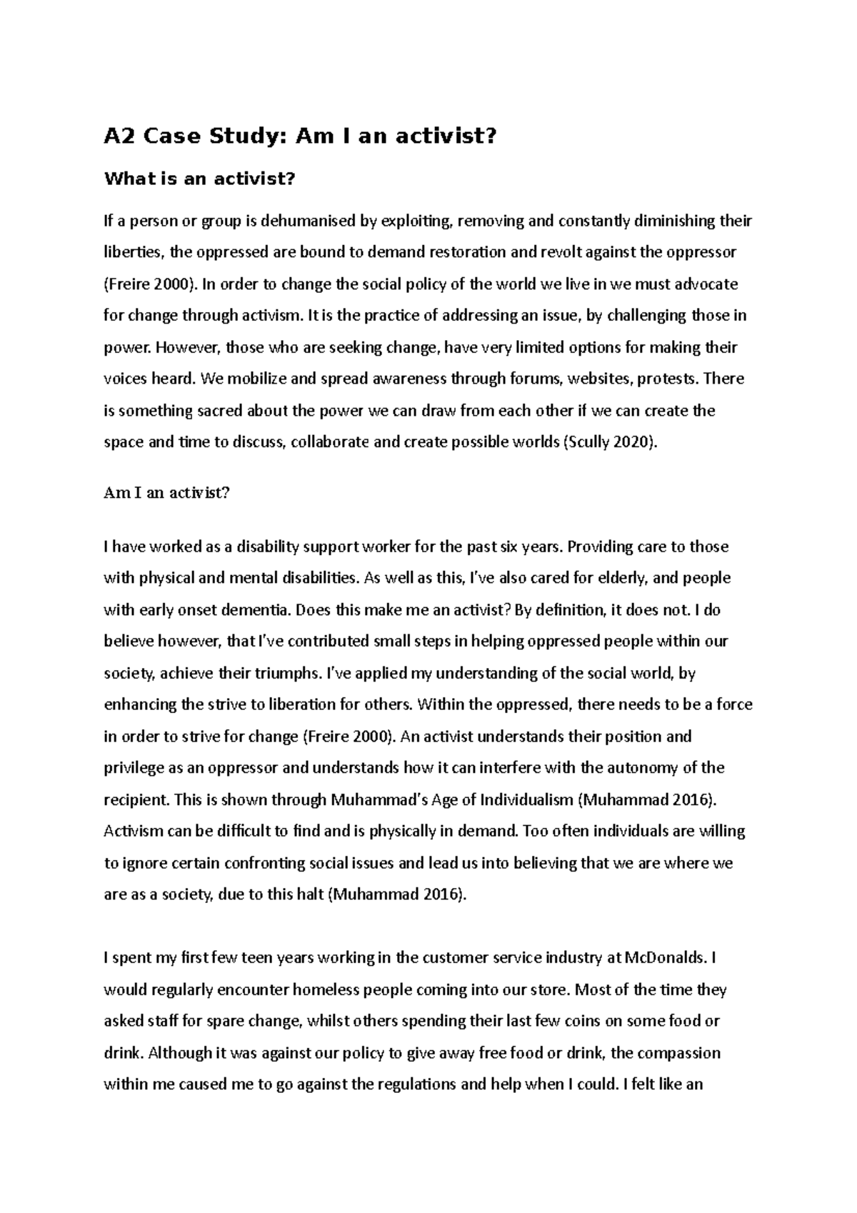 A2 Case study- am I an activist - A2 Case Study: Am I an activist? What ...