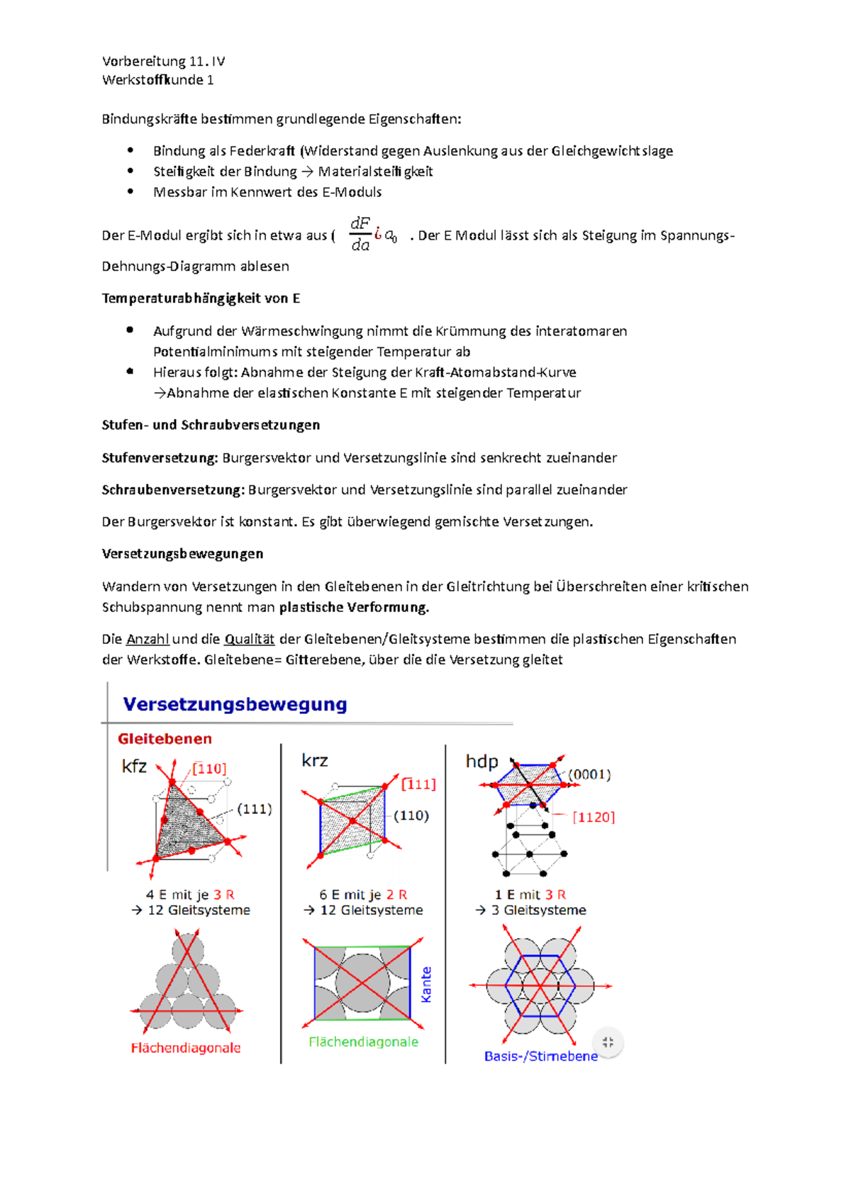 Vorbereitung 11. IV Wk 1 + 5. Lektion - Vorbereitung 11. IV Werkstoffkunde 1 Bindungskräfte ...