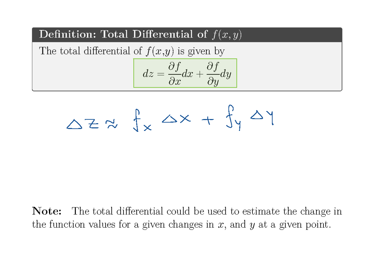 BW21b F22 global Extrema - Definition: Total Differential of f (x, y ...