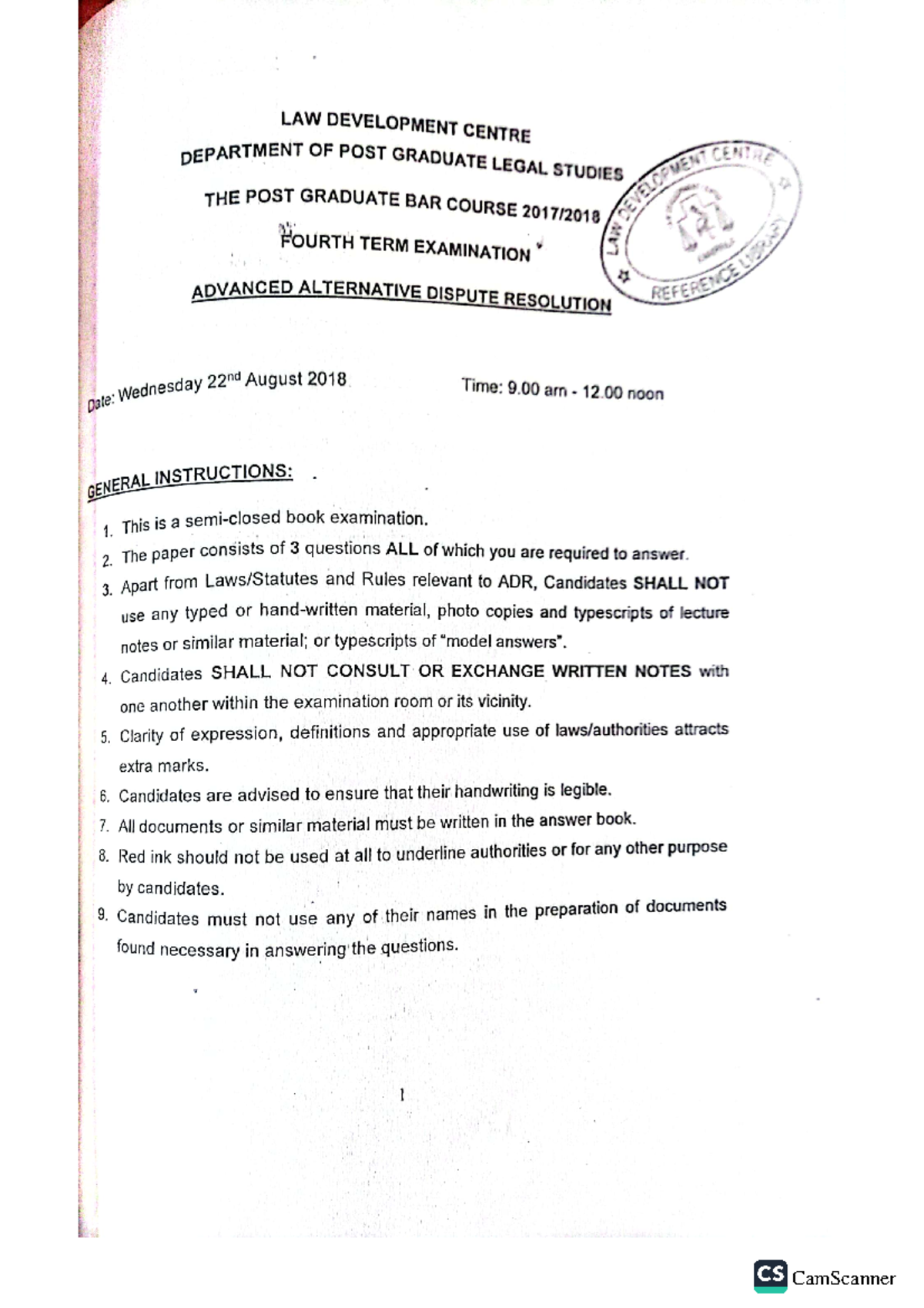 ADR Past Paper - Adr - Civil Procedure - Studocu