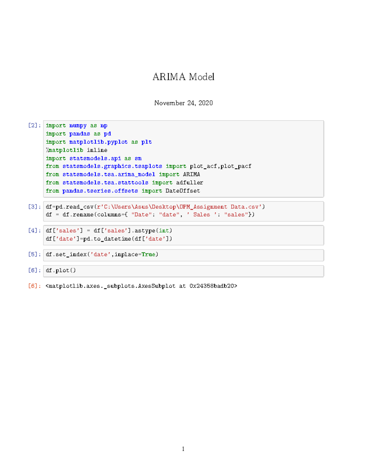 Sarima Model - forecasting - ARIMA Model November 24, 2020 [2]: import ...