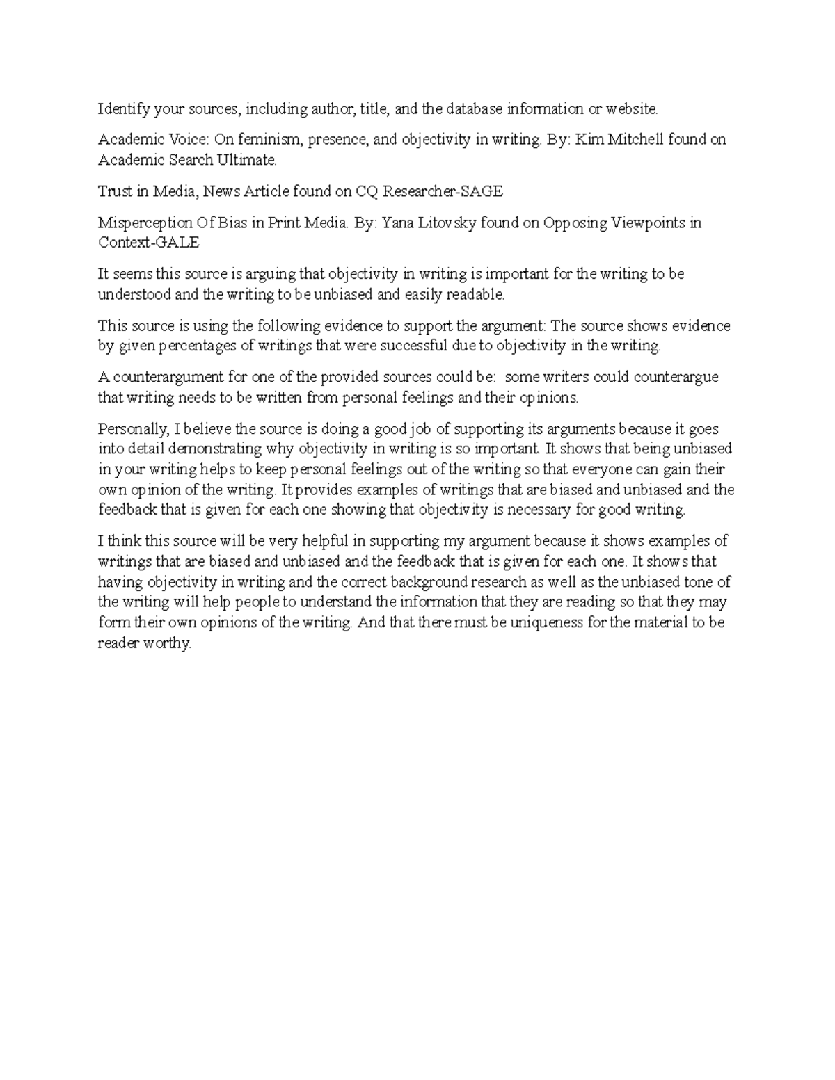 3-4 - short answer - Identify your sources, including author, title ...