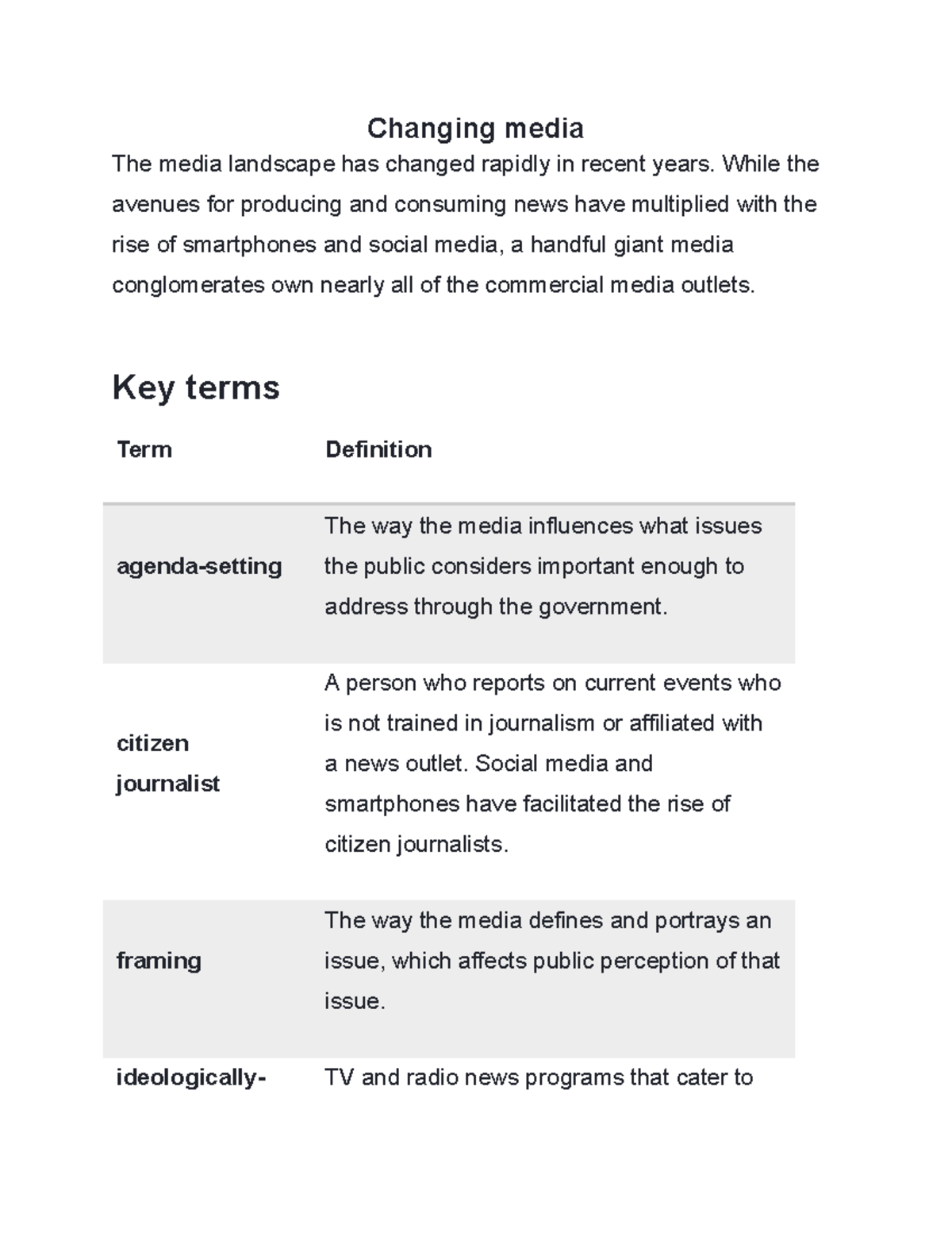 Changing media - Changing media The media landscape has changed rapidly ...
