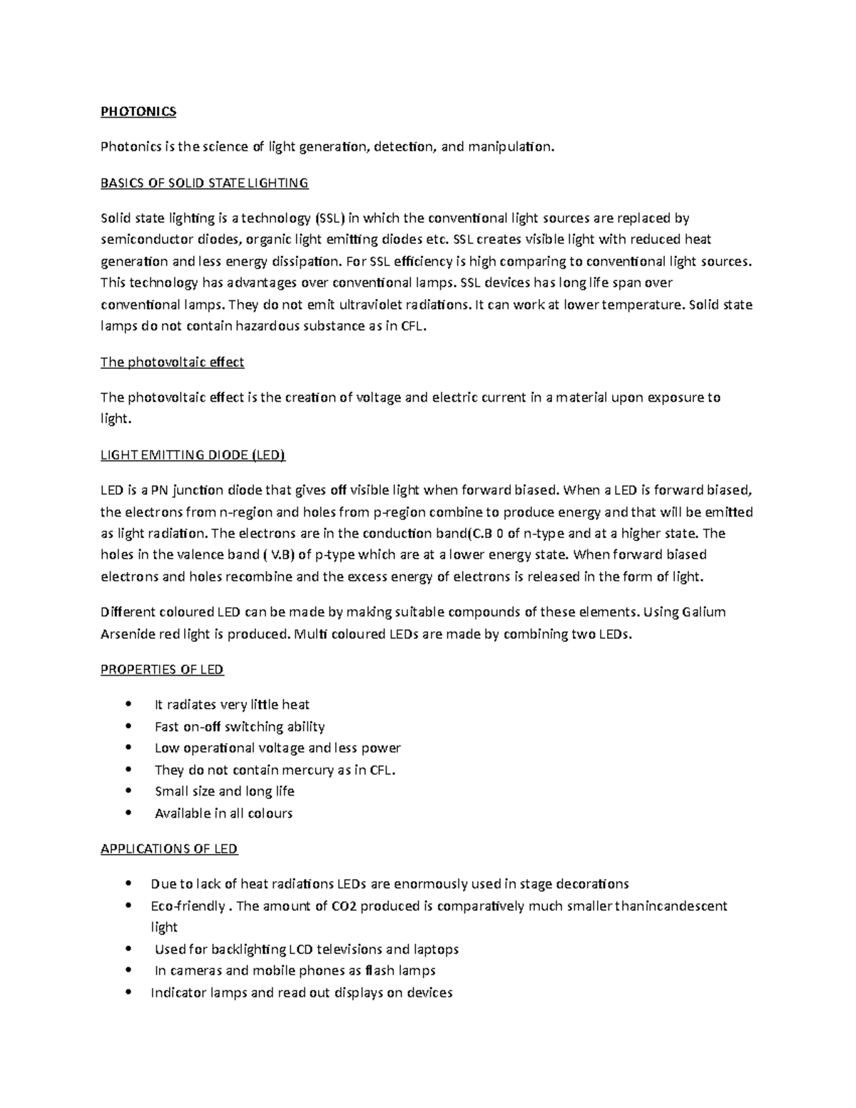 Doc 10 Lecture Note Of Engineering Physics Part 10 Photonics Photonics Is The Science Of