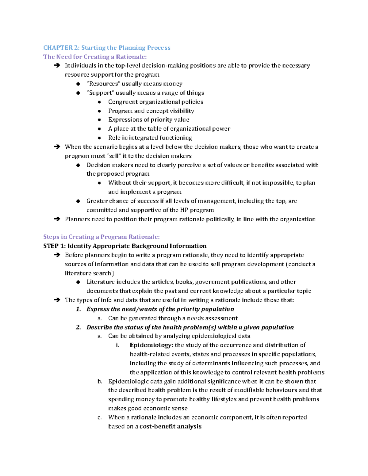 Chapter 2 - Starting the planning process (textbook notes) - CHAPTER 2 ...