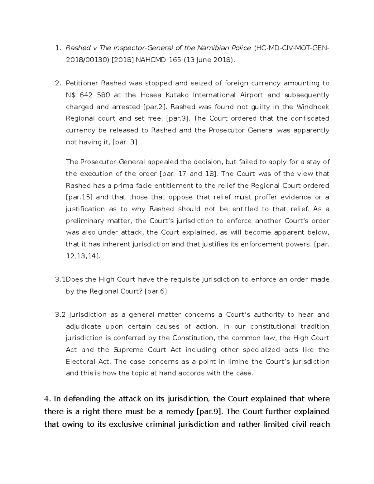 Rashed v The Inspector - Workshop qua Assignment - Rashed v The ...