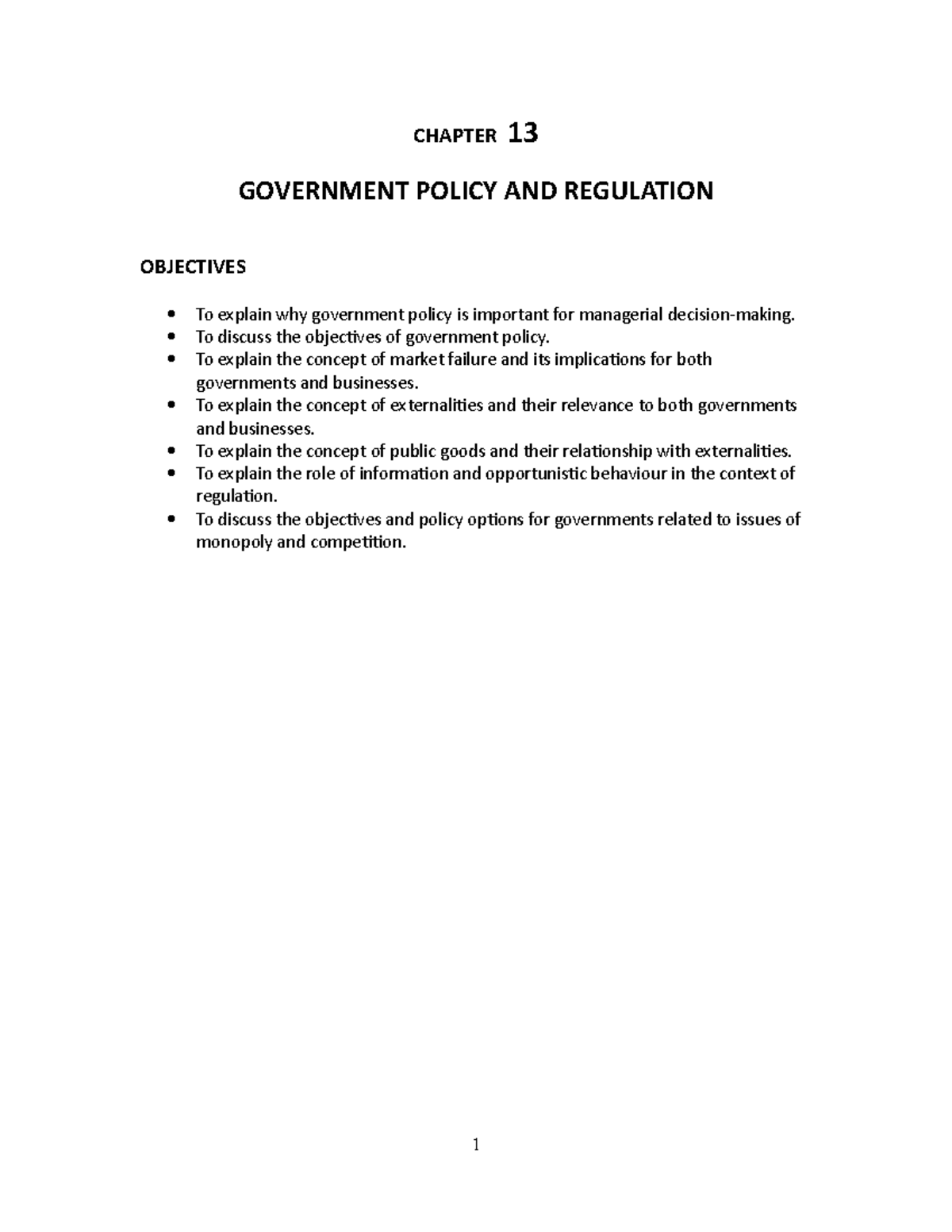 Government Regulation - CHAPTER 13 GOVERNMENT POLICY AND REGULATION ...