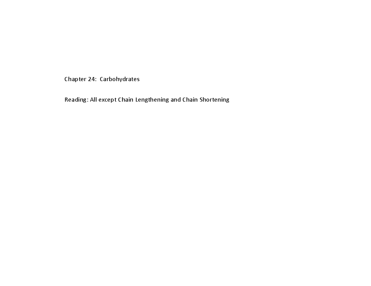 Chapter 24 Slides - Carbohydrates - Chapter 24: Carbohydrates Reading ...