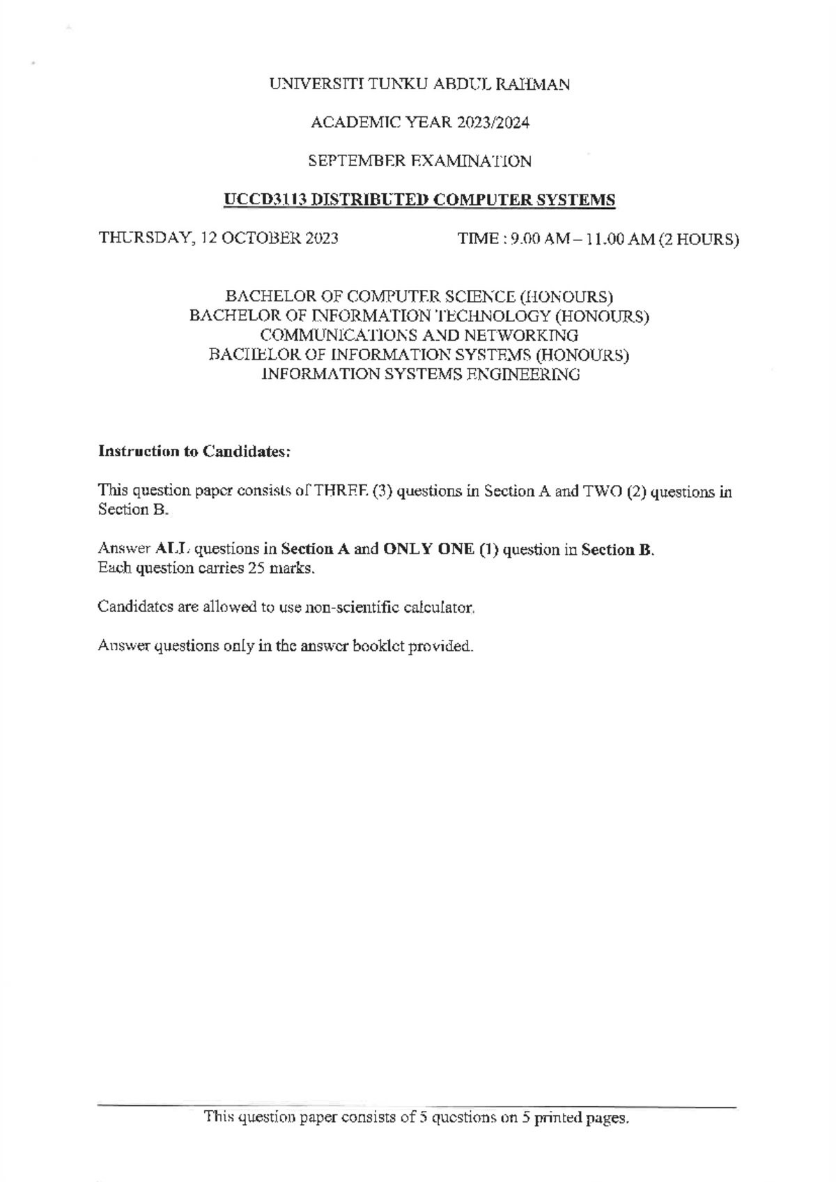 UCCD3113 September 2023ff - Introduction to data communication and ...