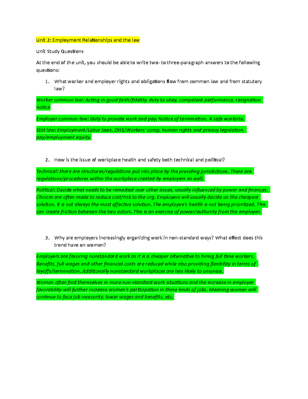 All of Unit 2 Material - unit2 - Unit 2: Employment Relationships and ...