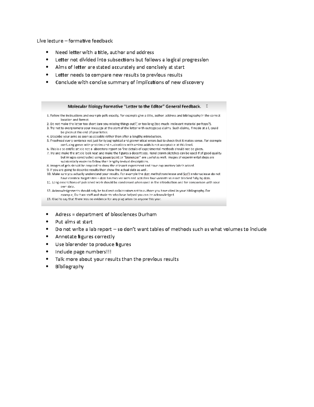 Lecture 14 - live - formative feedback - Live lecture – formative ...