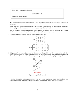 HW1-solutions - Solutions to First Assignment - IEOR 3609: Advanced Optimization Homework 1 ...