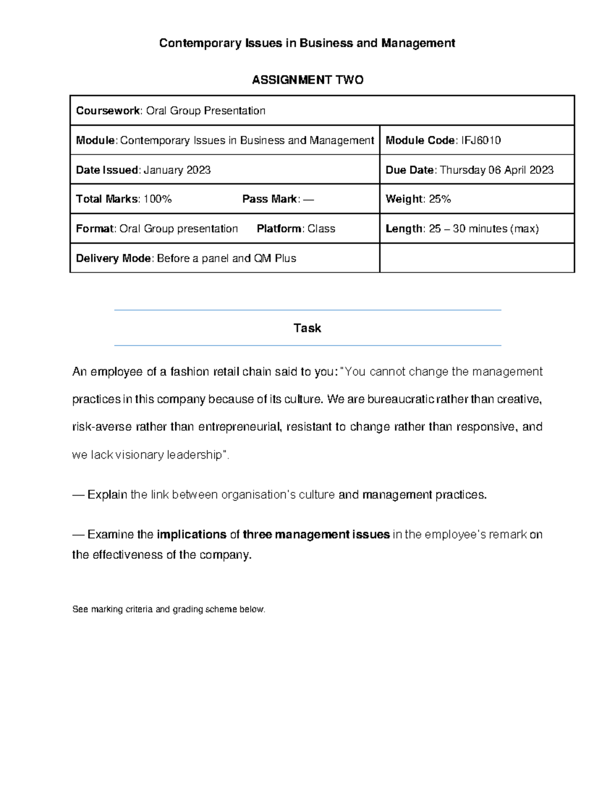 2 IFJ6010-Presentation - ASSIGNMENT TWO Coursework: Oral Group ...
