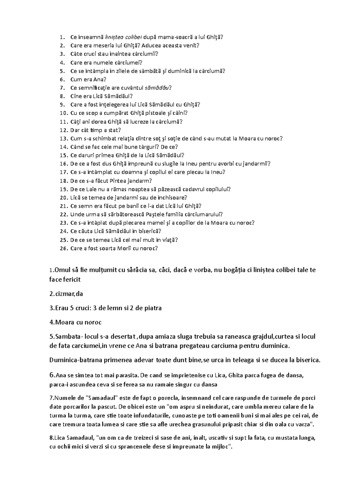 Lectura nuvelei Moara CU Noroc - 1. Ce înseamnă liniștea colibei după ...