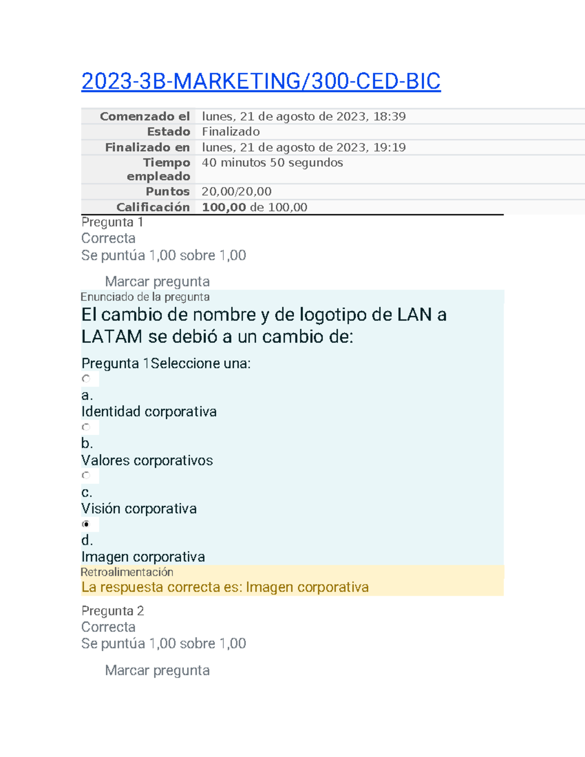 01. Prueba 1 Marketing - 2023-3B-MARKETING/300-CED-BIC Comenzado el ...