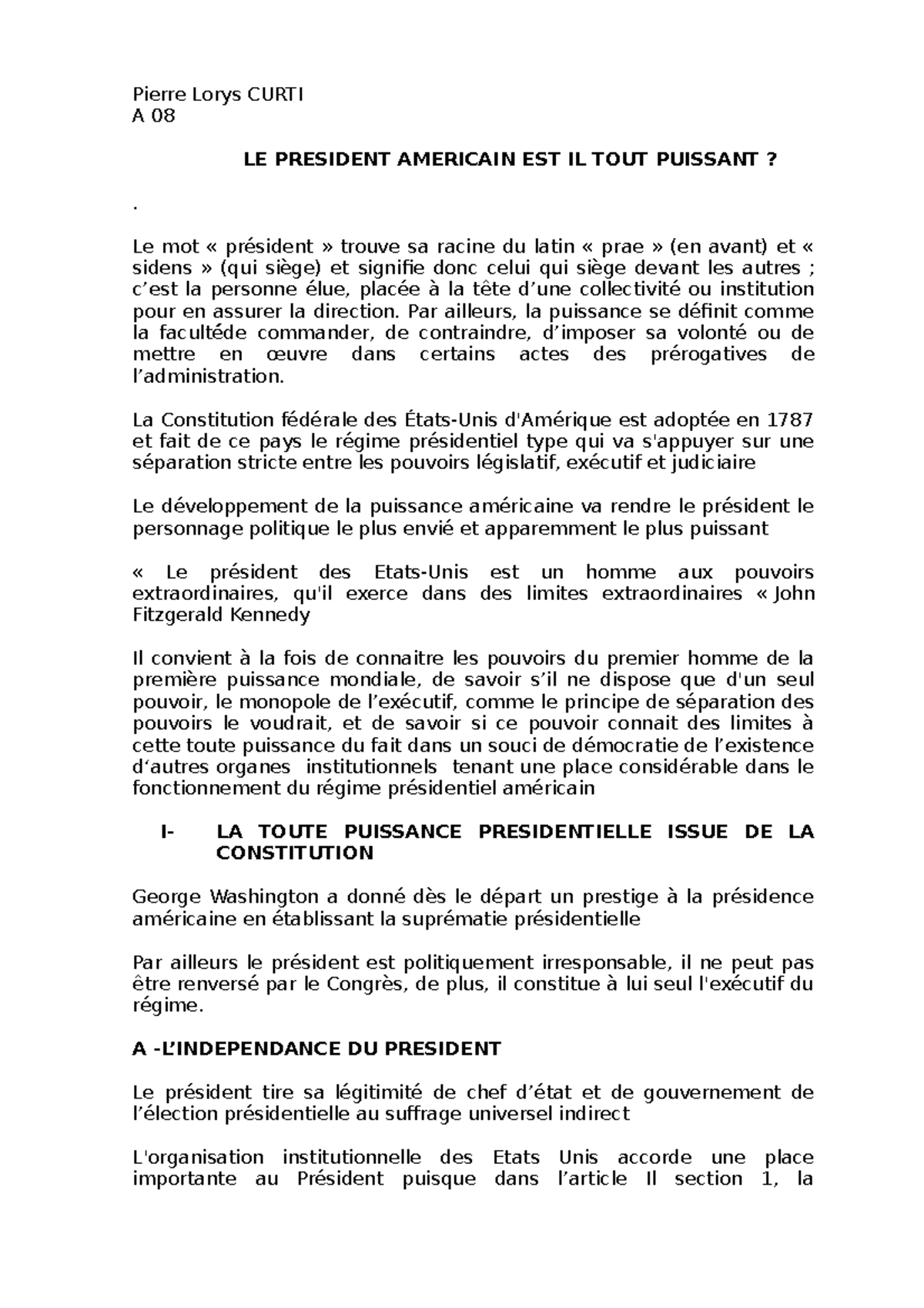 President Etats UNIS - Pierre Lorys CURTI A 08 LE PRESIDENT AMERICAIN ...