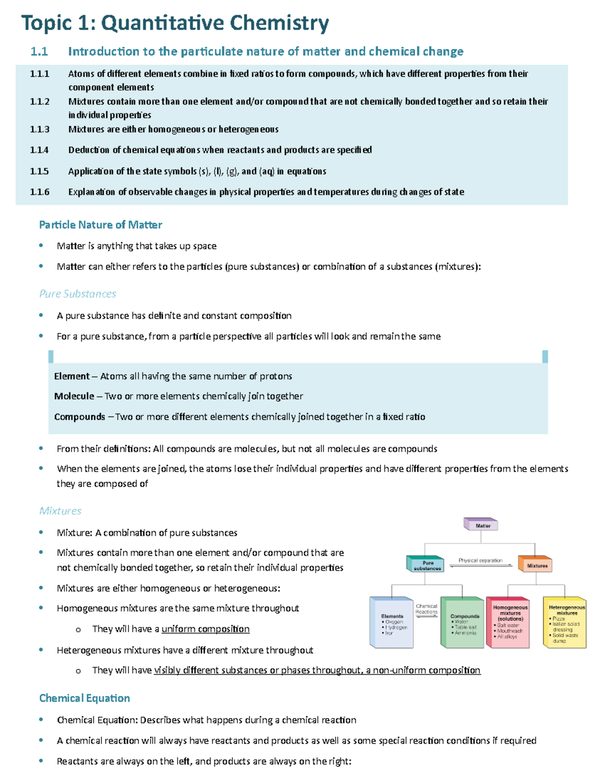 1 - Topic 1 IB Chemistry Revision Notes - Quantitative Chemistry ...