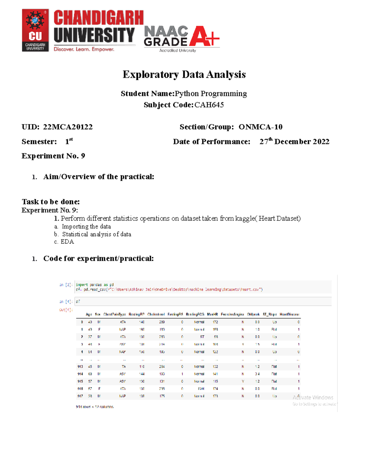 Worksheet 3 - Good notes - Exploratory Data Analysis Student Name ...