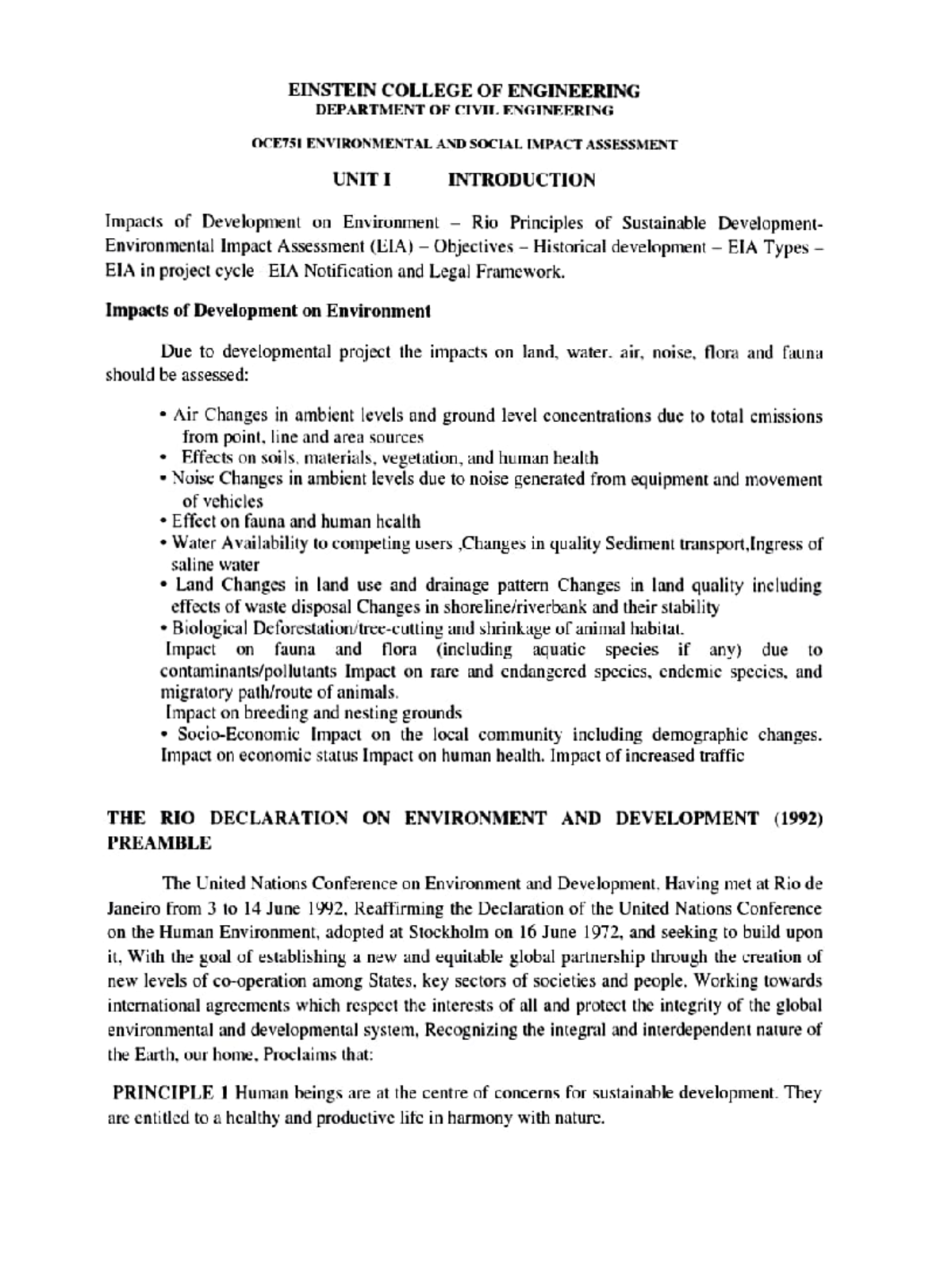 ESIA Notes Unit 1 - EINSTEN COLLEGE OF ENGINEERING DEPARTMENT OF CIVIL ...