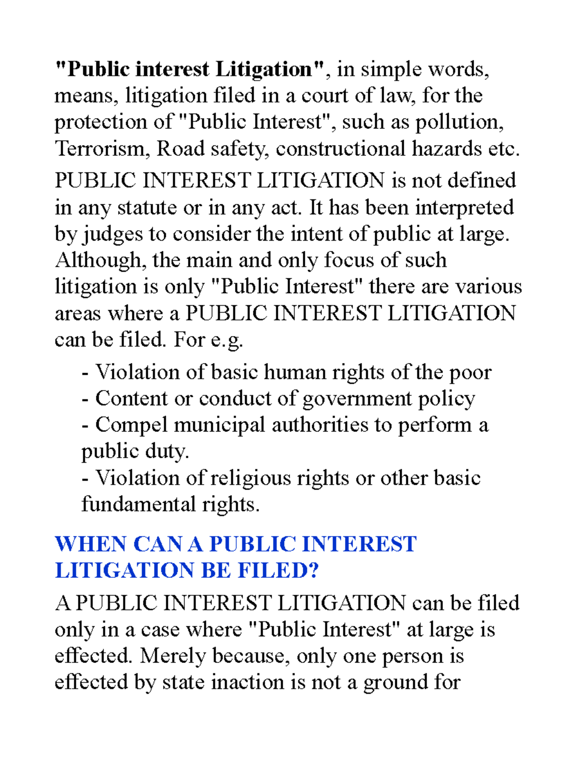 P I L - Public interest litigation - "Public interest Litigation", in ...