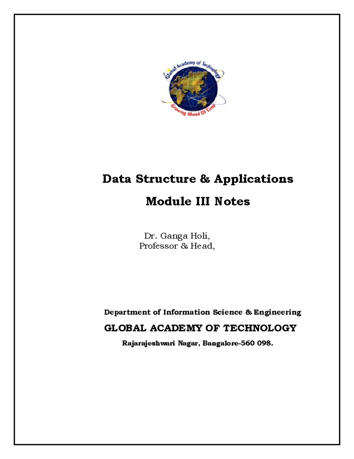 Module 3 - Lecture notes 3 - Data Structure & Applications Module III ...