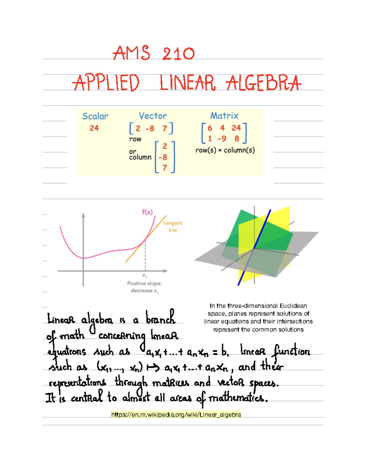 Section 1 - notes - en.m/wiki/Linear_algebra AMS 210 APPLIED LINEAR ...