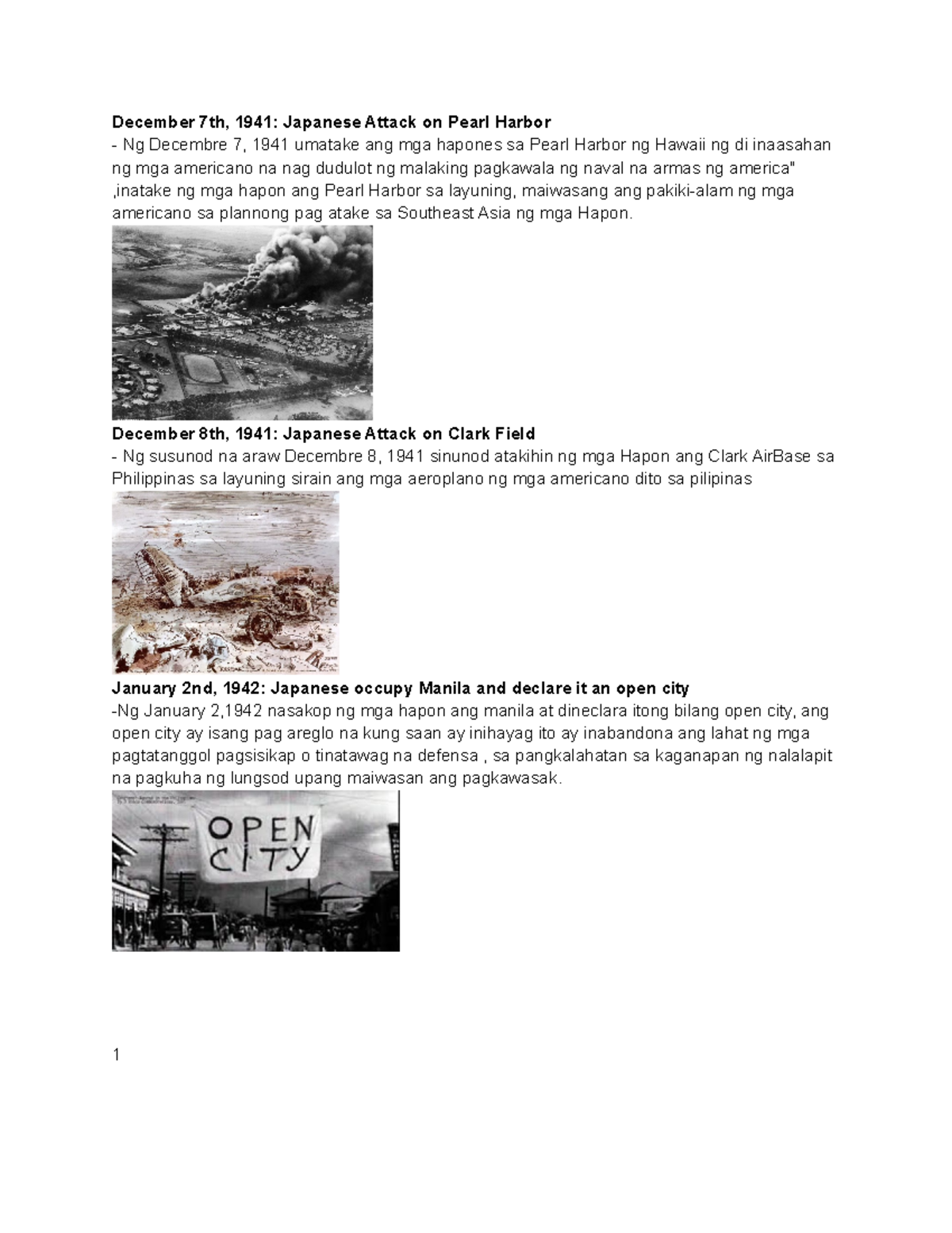 December 7th, 1941 Japanese Attack on Pearl Harbor - December 8th, 1941 ...