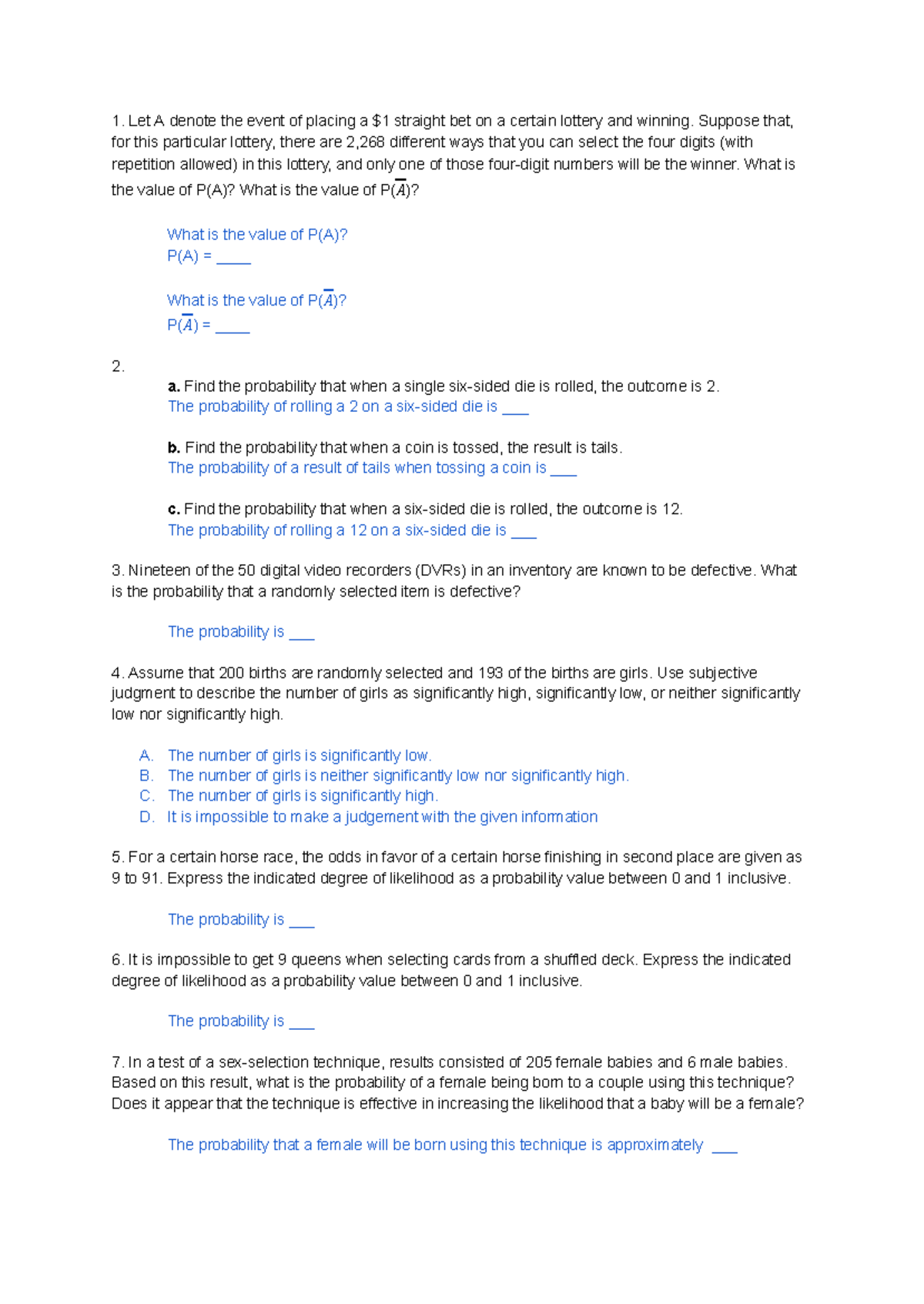Applied Stat Test 2 Review 1 - Let A denote the event of placing a $1 ...