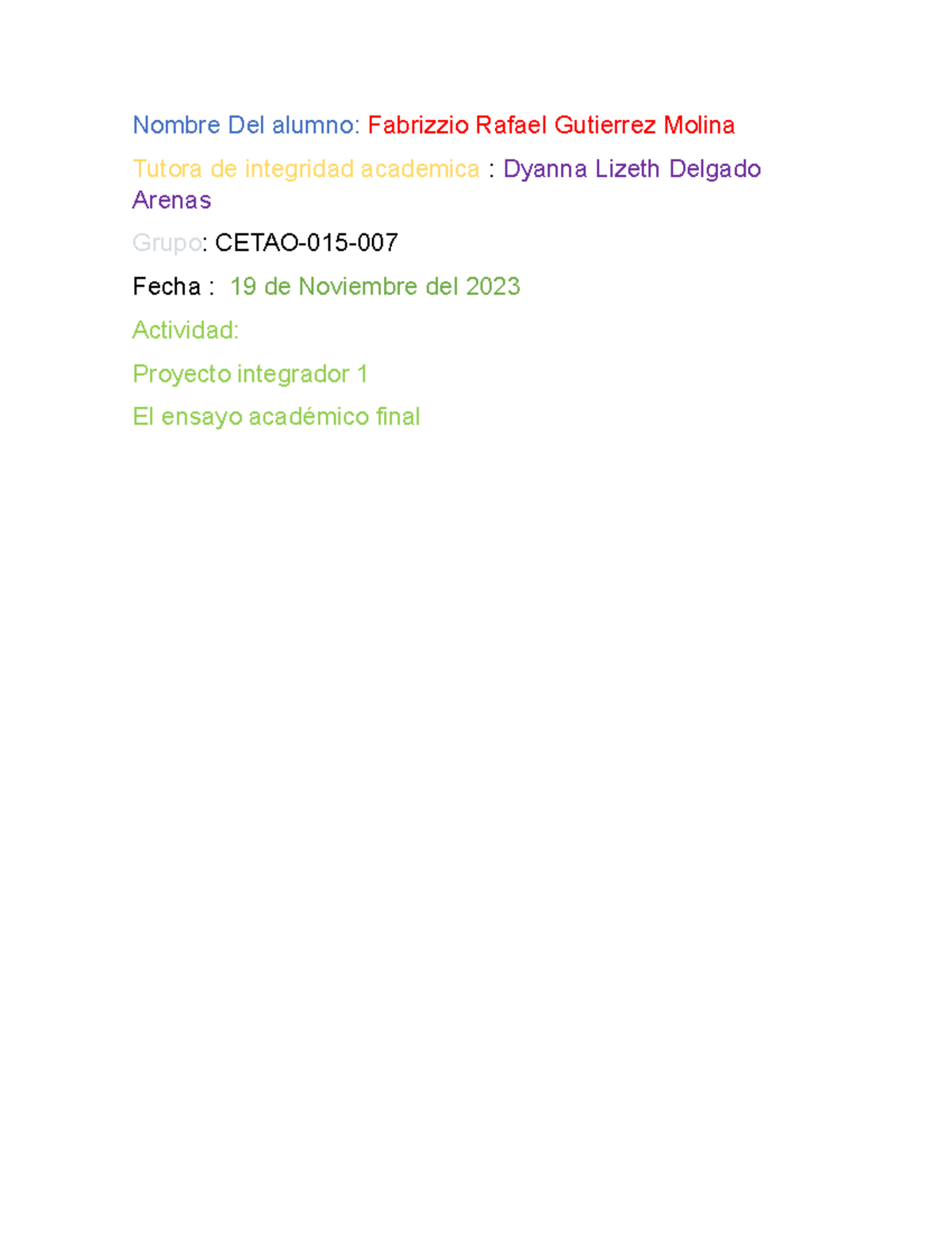 Molina Gutierrez Fabrizzio Cetao S3PI - Nombre Del alumno: Fabrizzio ...