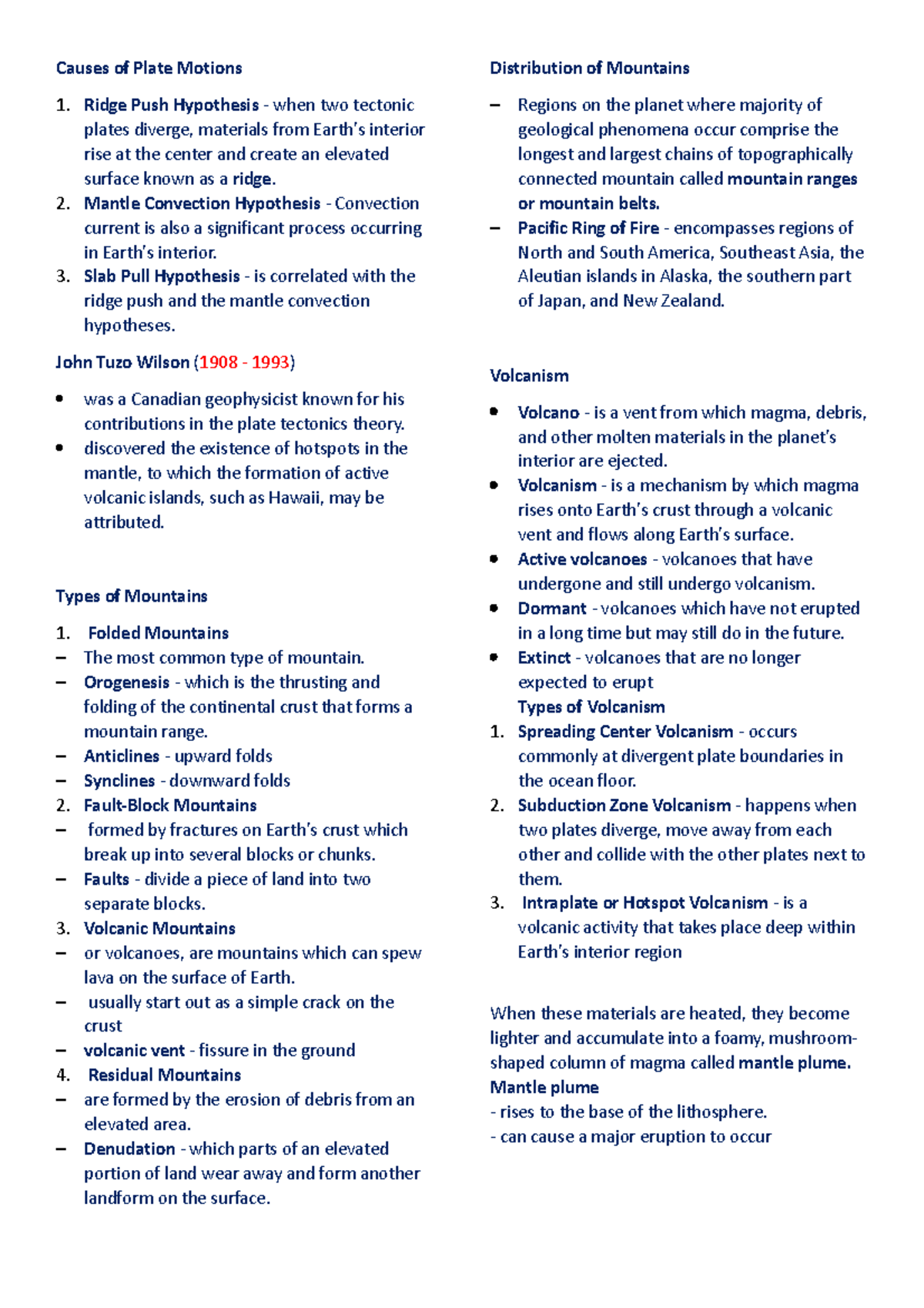 Reviewer-in-science-10 - Causes of Plate Motions Ridge Push Hypothesis ...